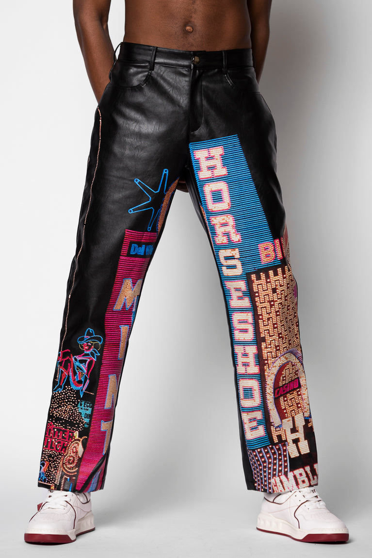 High Rollers: Streetwear Leather Pants | Vegas Lights Leather Pants ...